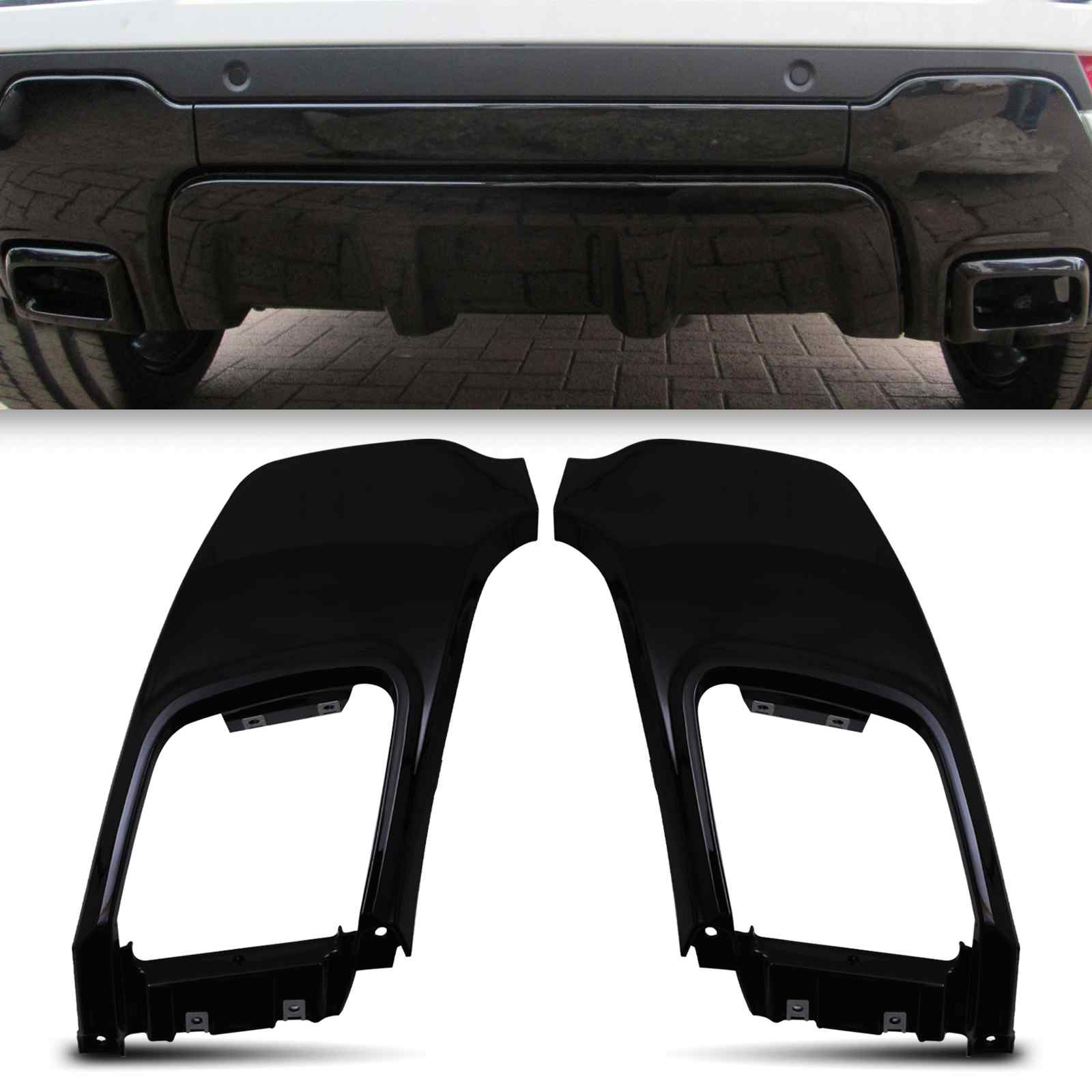 Hawk Black Exhaust Rear Bumper Surrounds To Fit Range Rover Evoque L538 ...